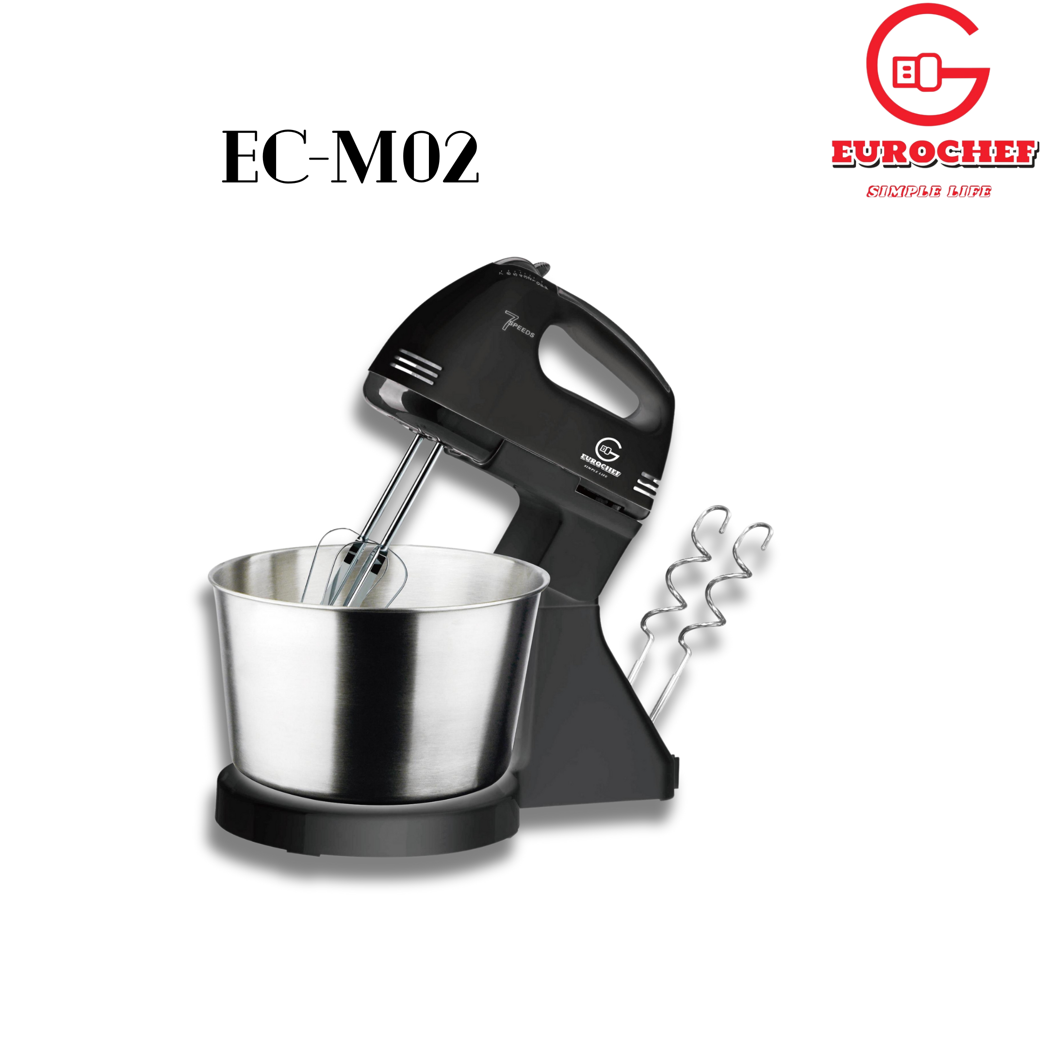 Eurochef EC-M01(Black) 7 Speed Handle Mixer Egg Beater For Kitchen ...
